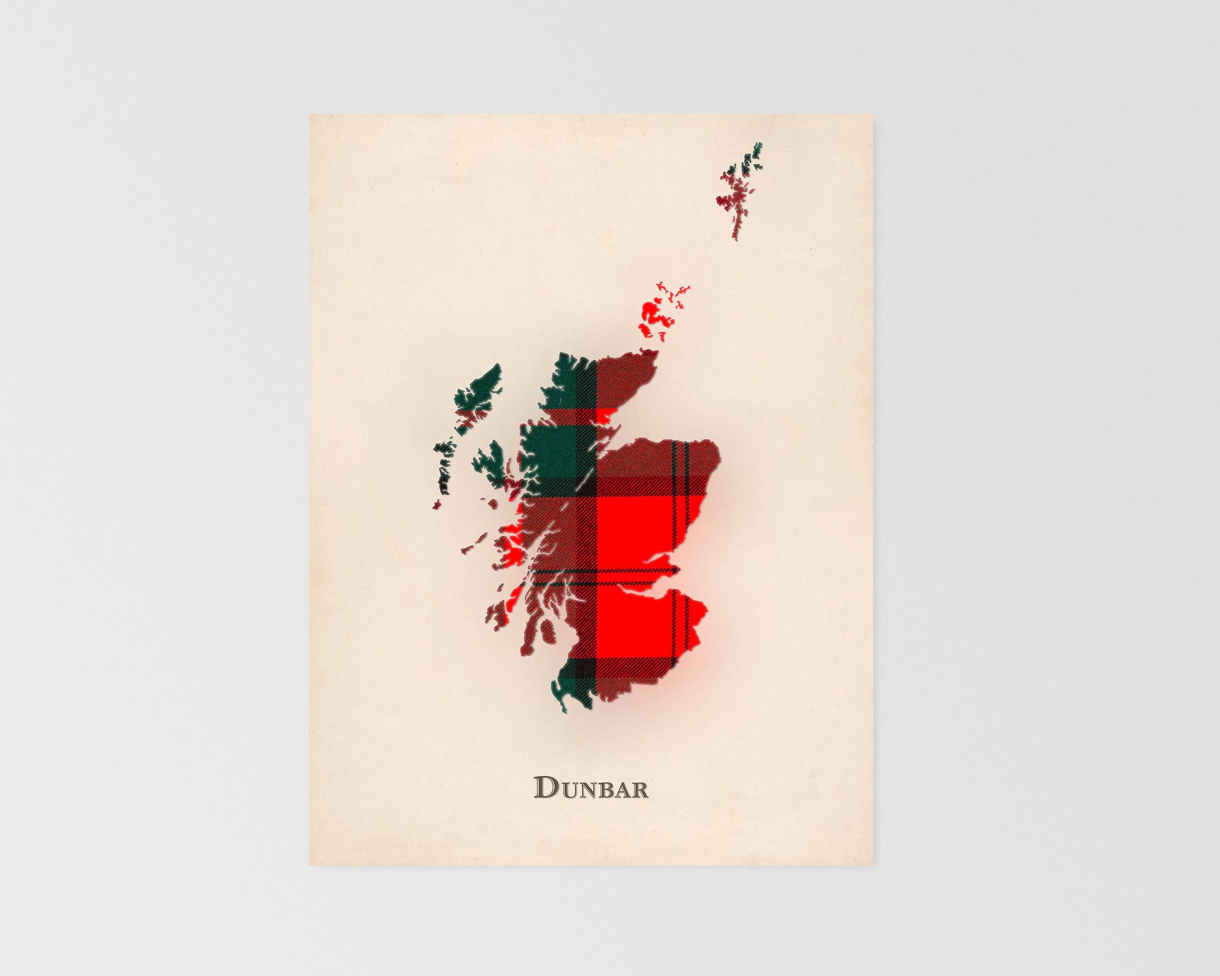 Clan Dunbar Scottish Tartan Map Dunbar Wall Decor, Ready to Hang ...