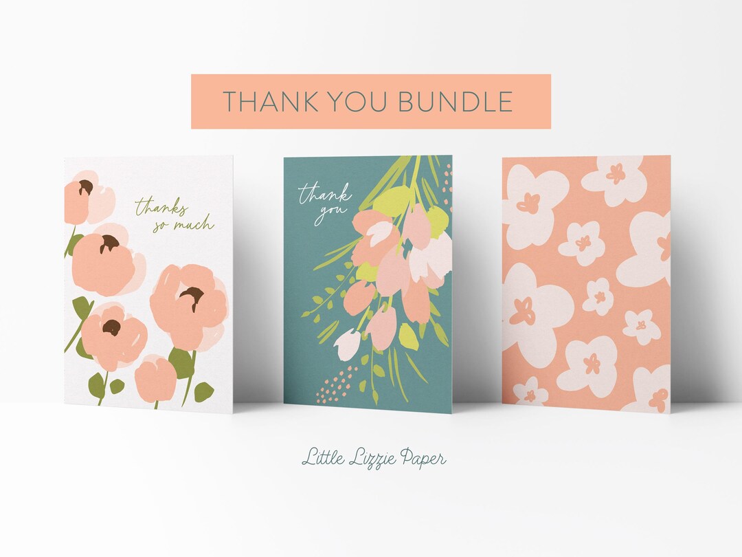 Thank You Card Bundle – Set of 6 Folded 4.25 X 5.5 Greeting Cards ...