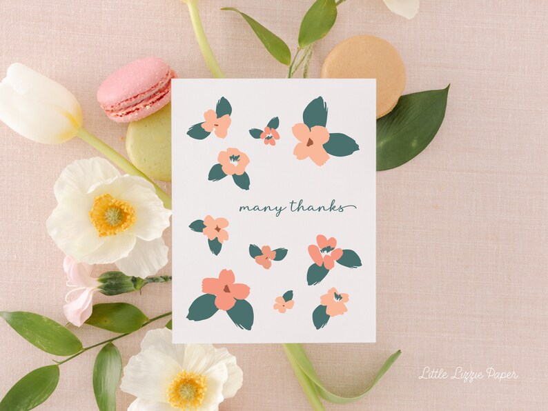 Many Thanks Card – Thank You Card – Folded 4.25 X 5.5 Greeting Card ...