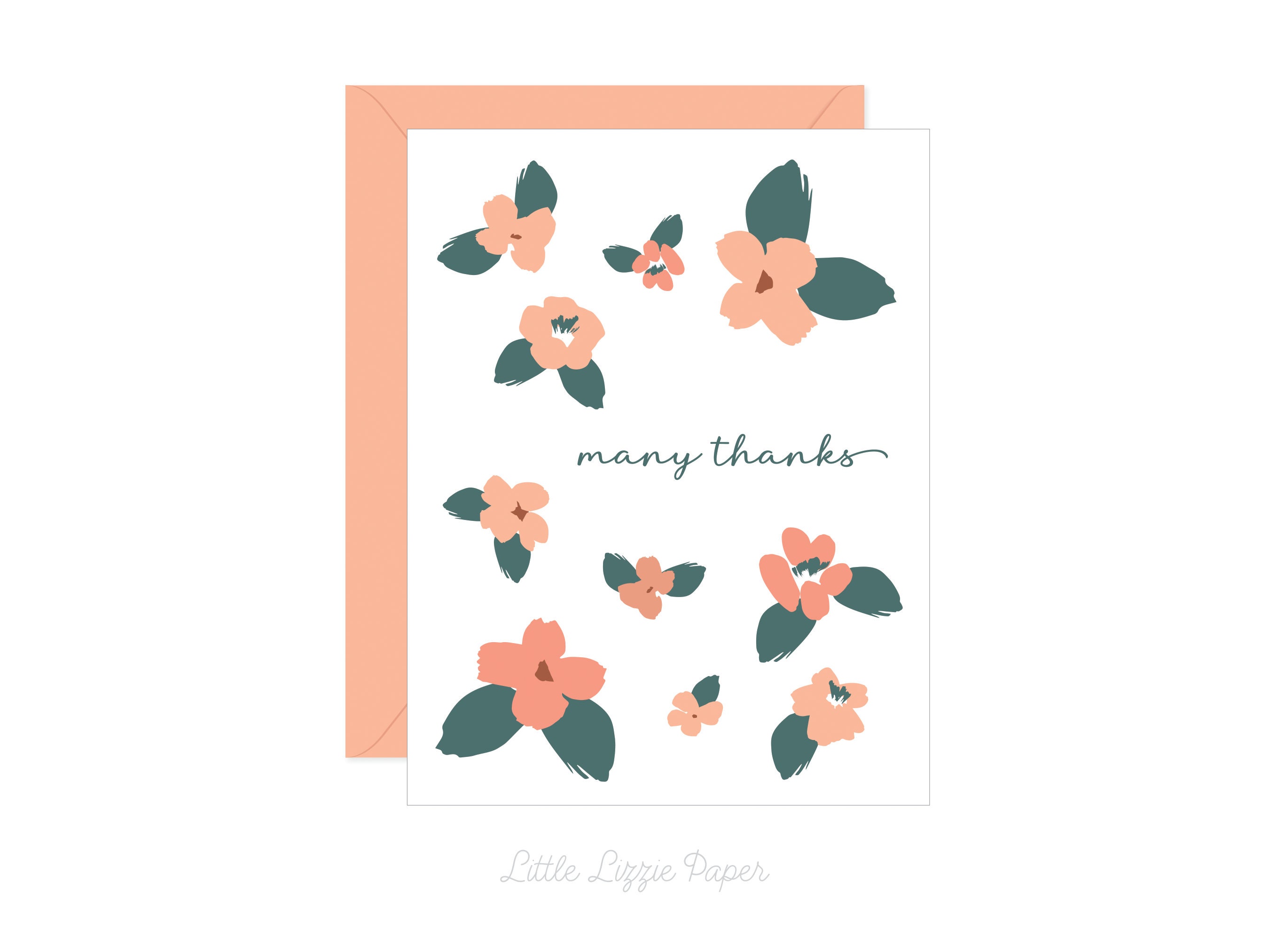 Many Thanks Card Thank You Card Folded 4.25 X 5.5 Greeting Card Social ...