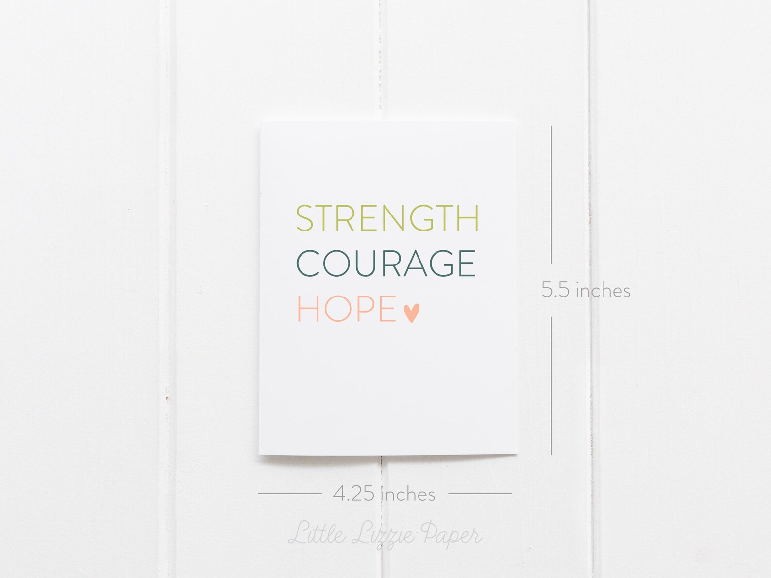 Strength, Courage, Hope Card – Encouragement Card – Folded 4.25 X 5.5 ...