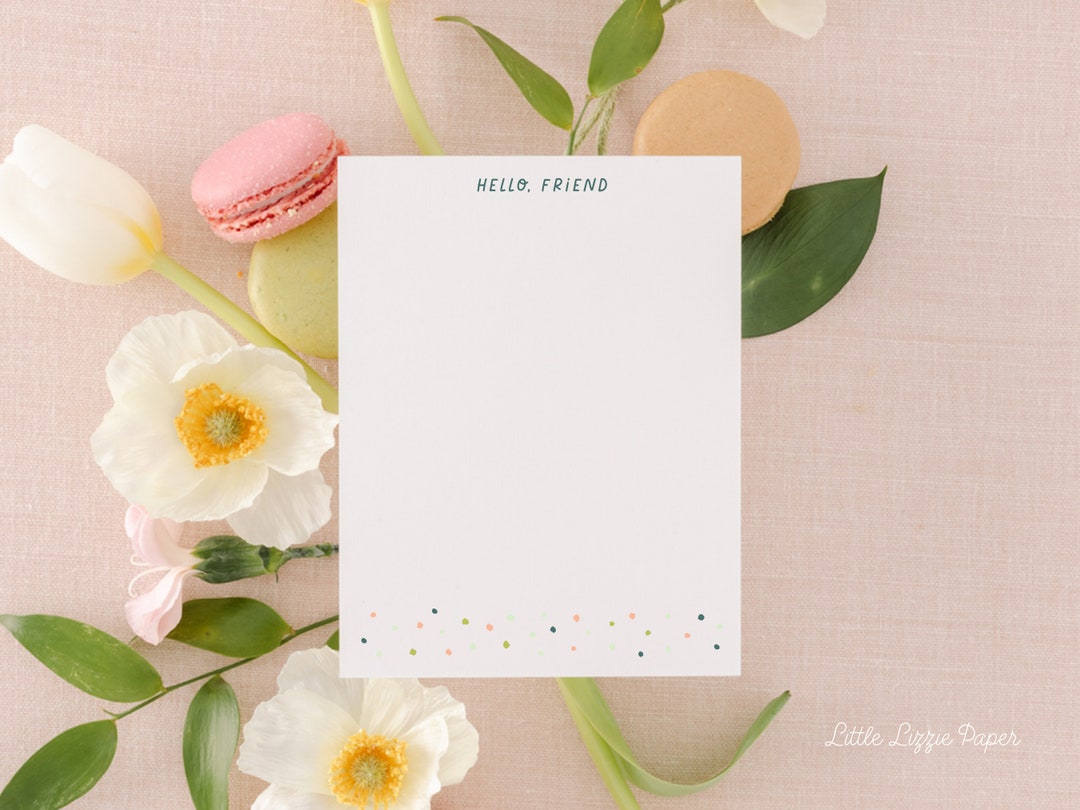 Hello Friend Flat Note Card – Friendship Card – Flat 4.25 X 5.5 Note ...