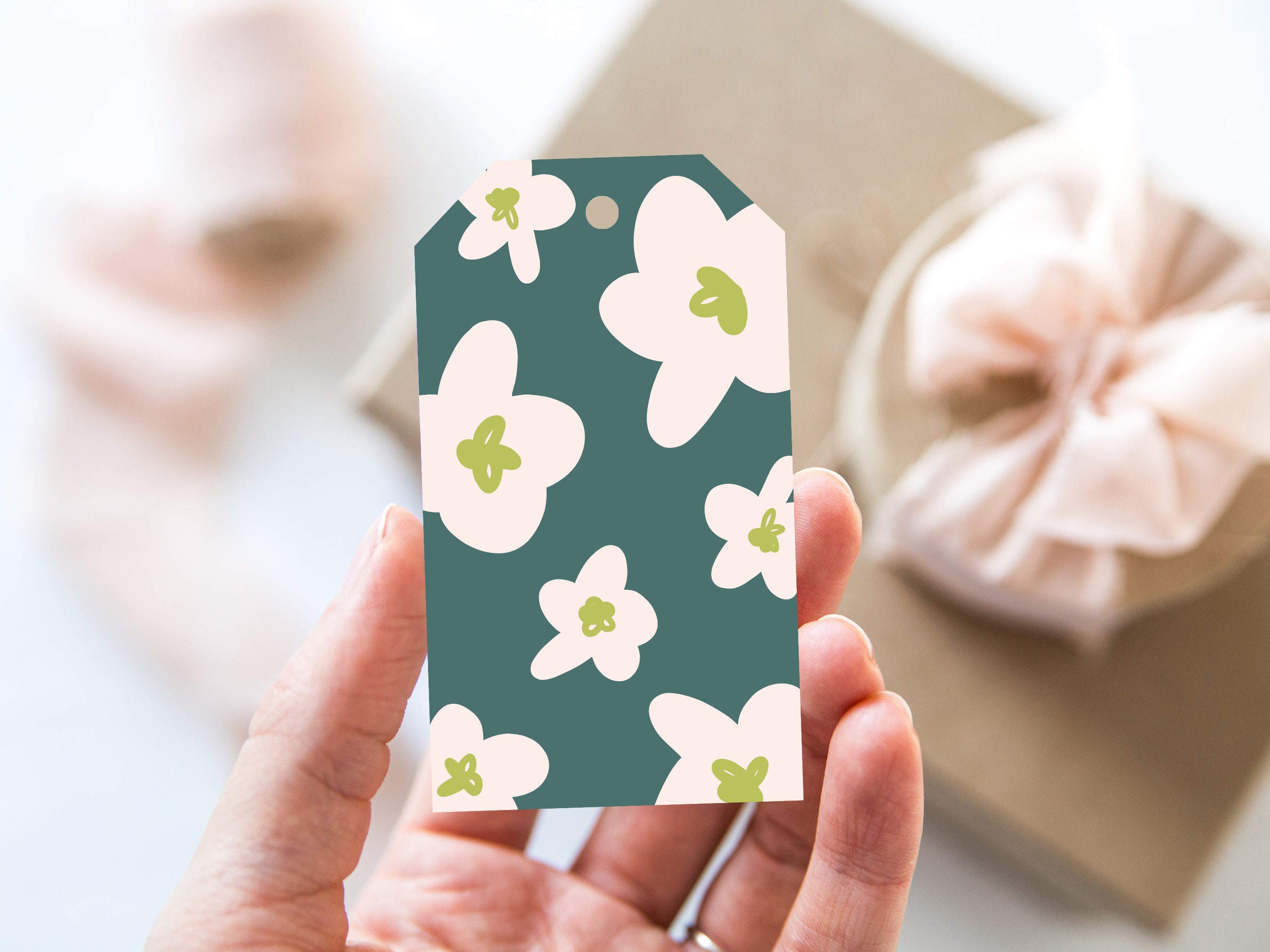 Teal Floral Gift Tags – Set of 8 Gift Tags – 2 X 3.5 Gift Tags ...