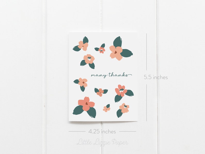 Many Thanks Card – Thank You Card – Folded 4.25 X 5.5 Greeting Card ...