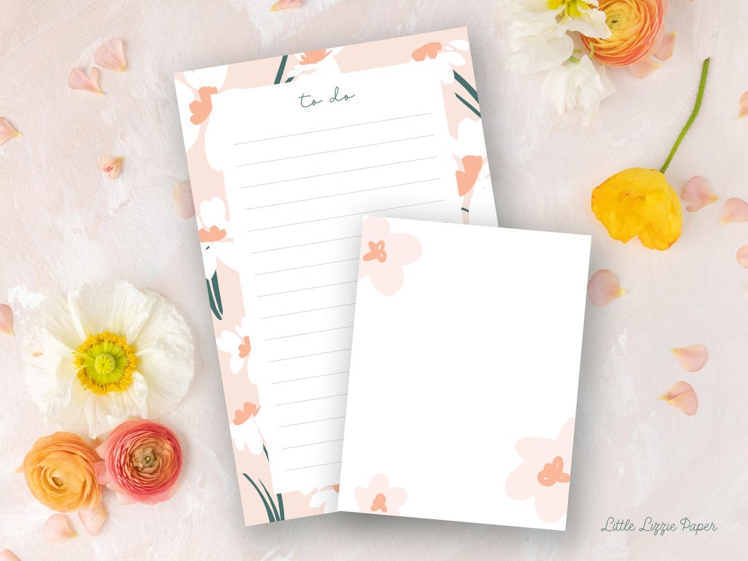 Notepad Bundle – White Floral to Do and Blush Floral Notepads – 50 ...