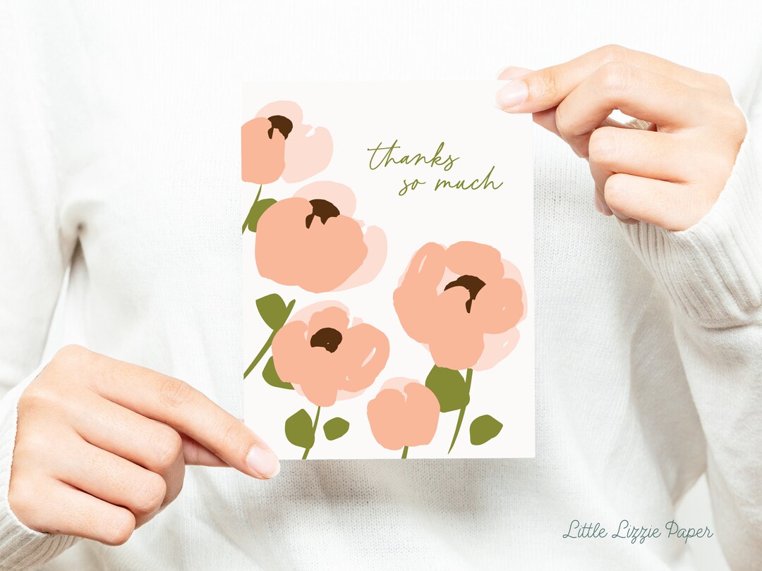 Thanks so Much Card - Thank You Card – Floral Card – Folded 4.25 X 5.5 ...