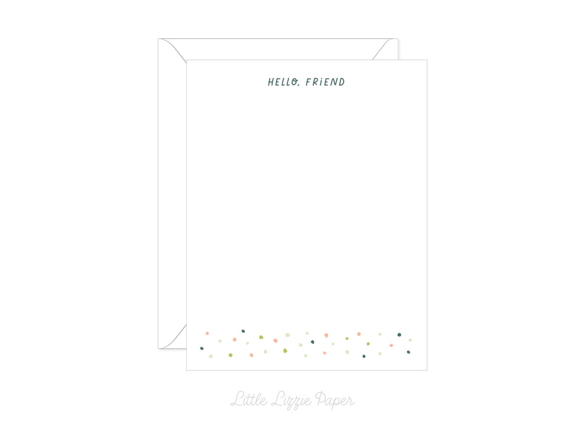 Hello Friend Flat Note Card – Friendship Card – Flat 4.25 X 5.5 Note ...