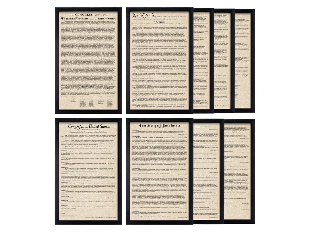 Framed Constitution, Declaration of Independence, Bill of Rights ...