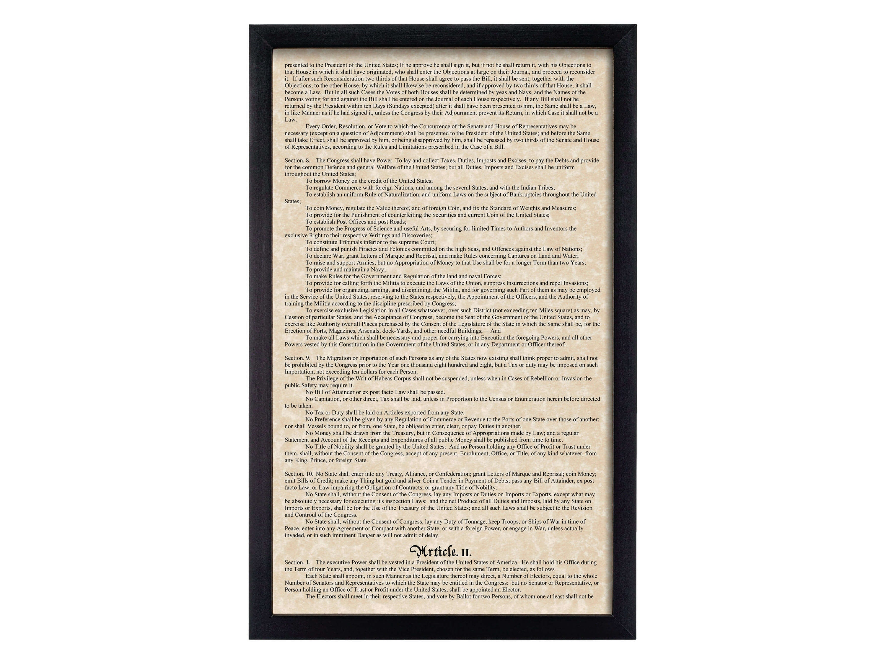 Framed Constitution, Declaration of Independence & Bill of Rights ...