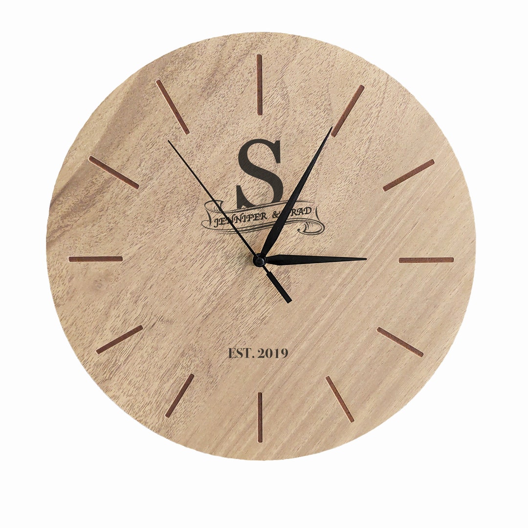Personalized Wooden Wall Clock: Engraved Family Photo, 11.8 Inch - Etsy