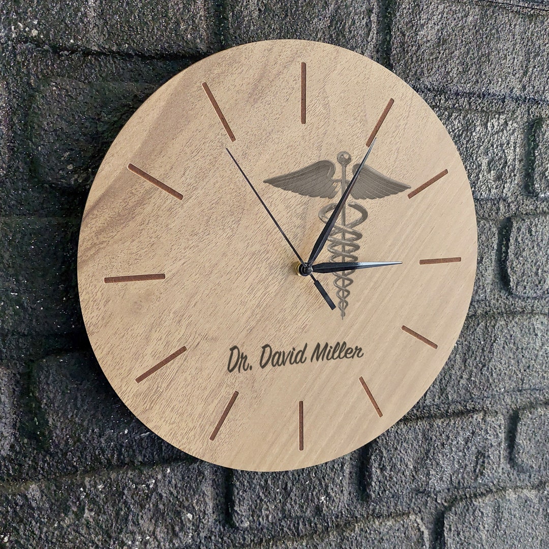 Personalized Doctor Gift: Engraved Photo Wooden Clock - Etsy