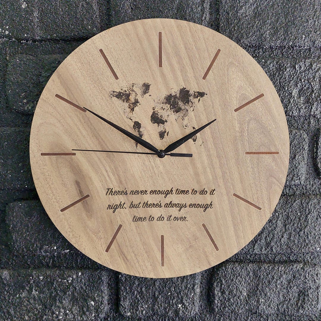 Custom Engraved Wood Clock: Personalized Family Name, Company Logo - Etsy