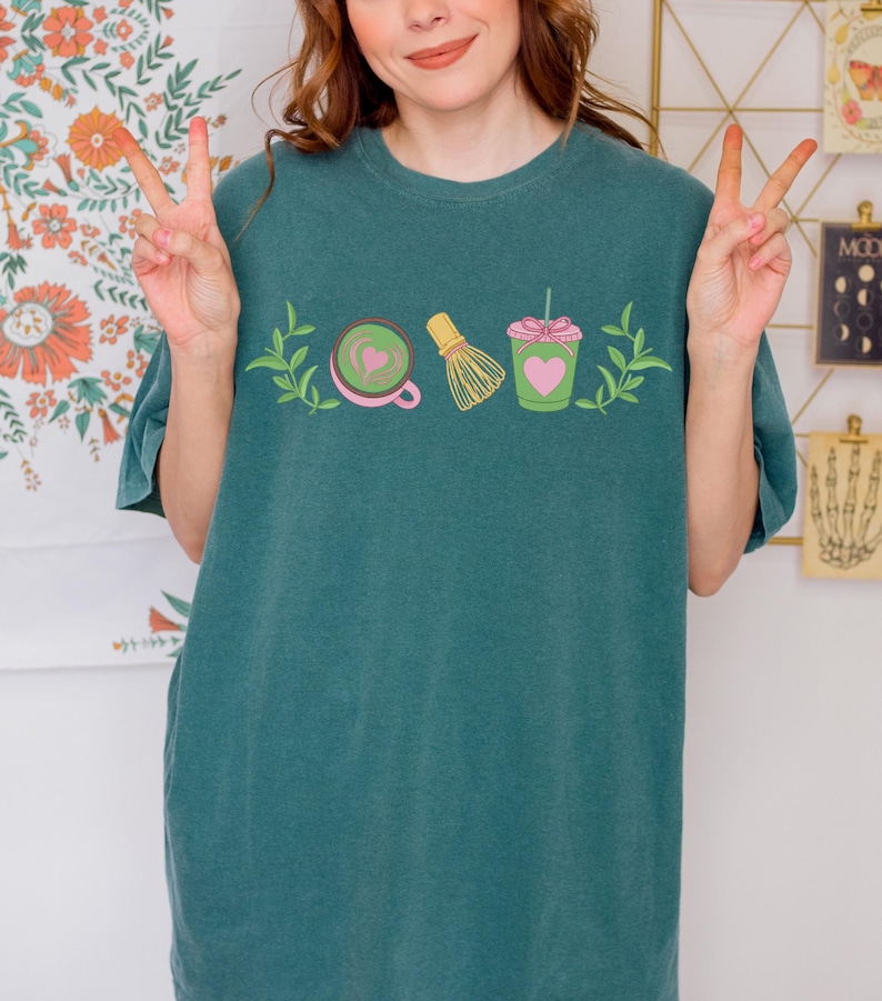Matcha Tea Icons T-shirt - Etsy