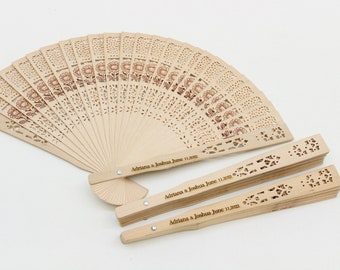 Personalized Wedding Hand Fans Engraved Sandalwood Fans, Personalized ...