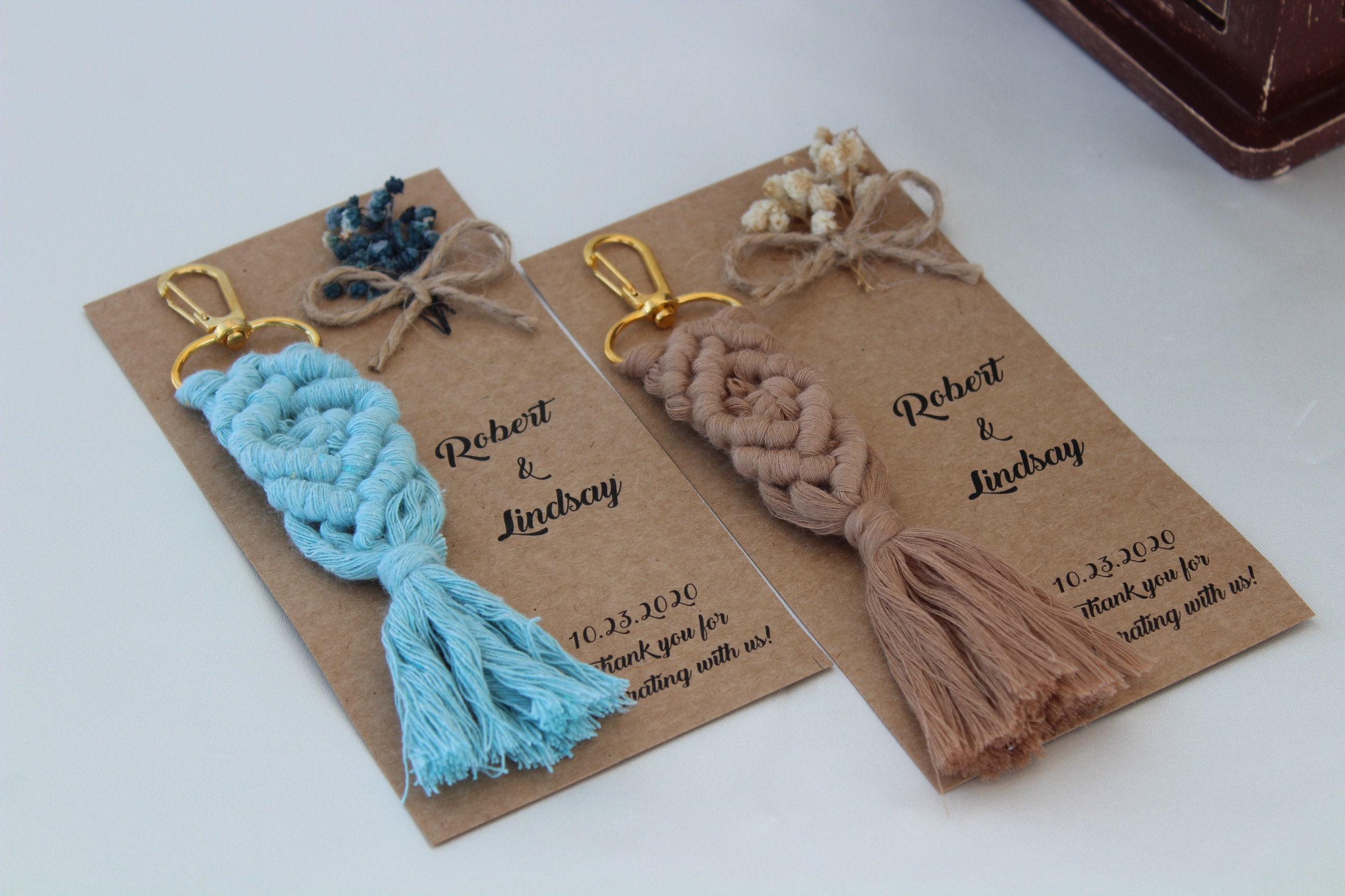 Personalized Macrame Keychain Wedding Favors for Guests - Etsy