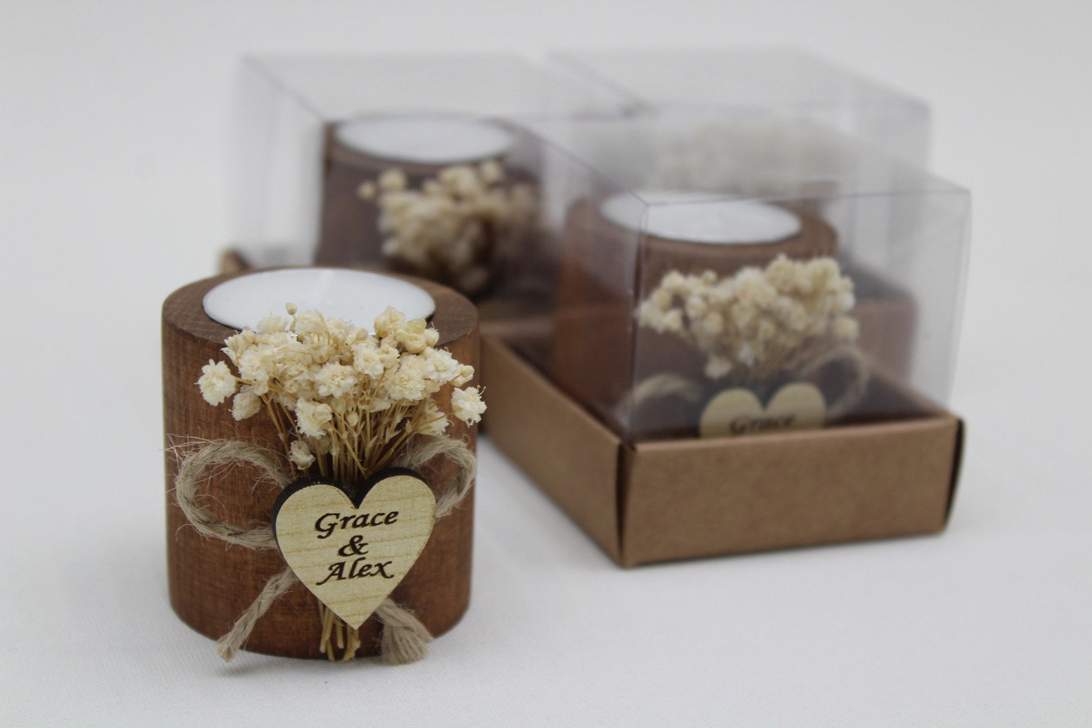 Personalized Wooden Tealight Candle Wedding Favor For Guests Etsy