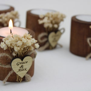Personalized Wooden Tealight Candle Wedding Favor for Guests - Etsy