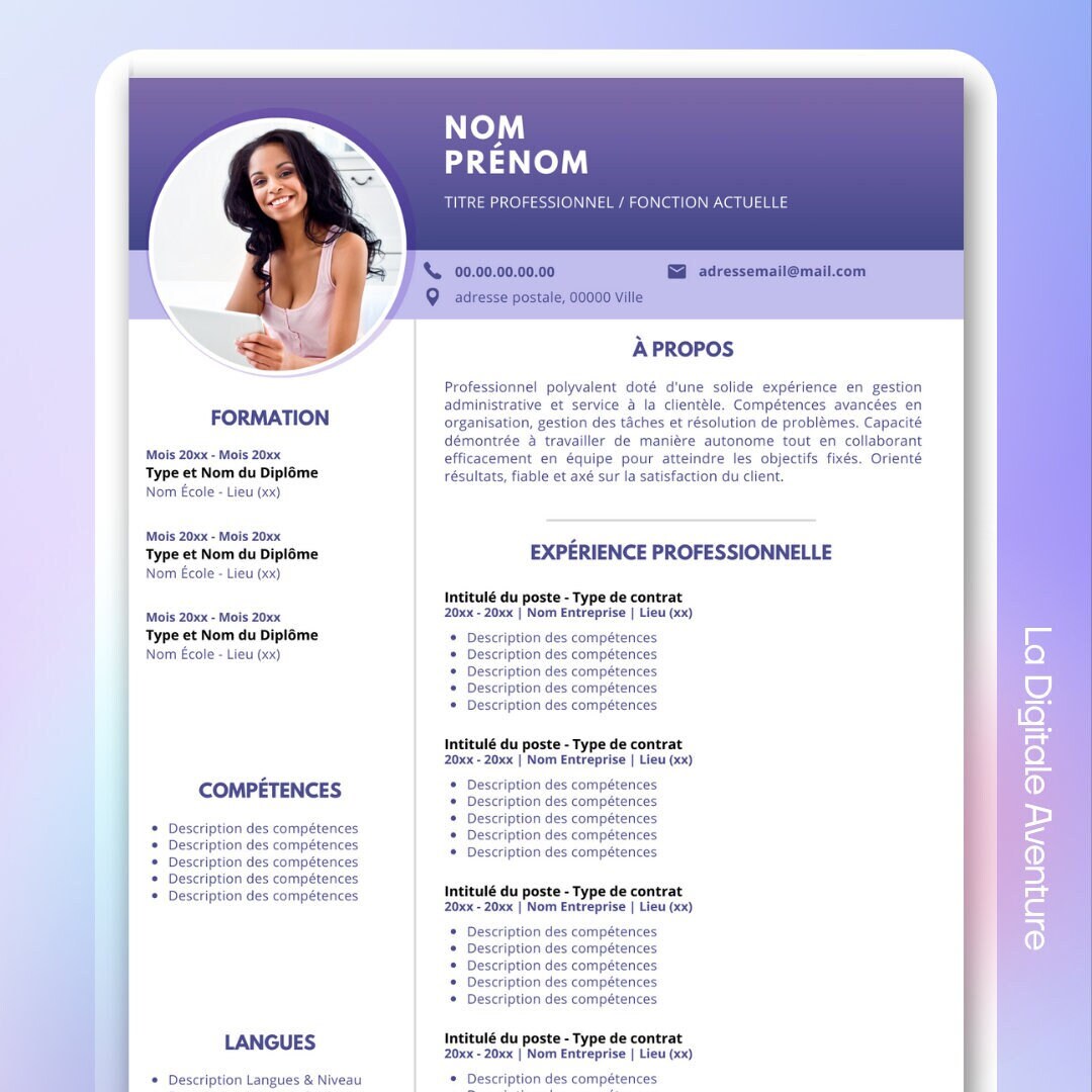 Customizable Professional Female CV Template on Canva Original and ...