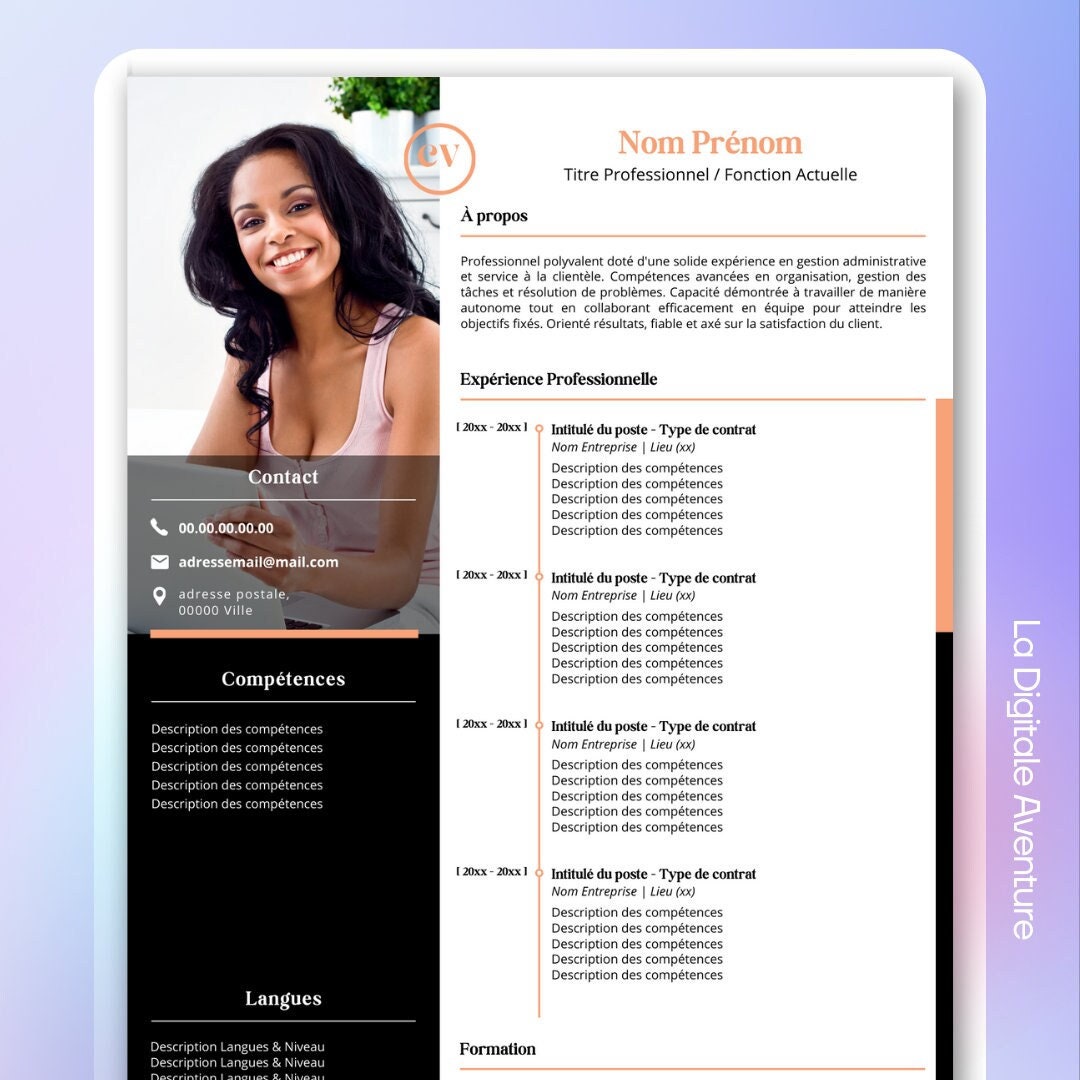 Professional CV Template for Women Editable Canva Simple - Etsy