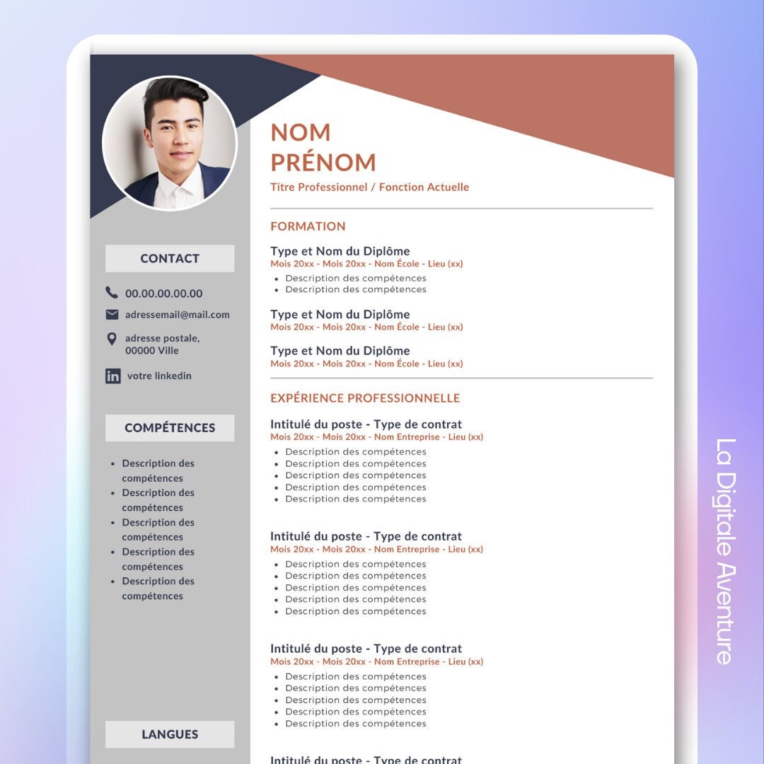 Male CV Template Editable Canva Professional & Refined Look - Etsy