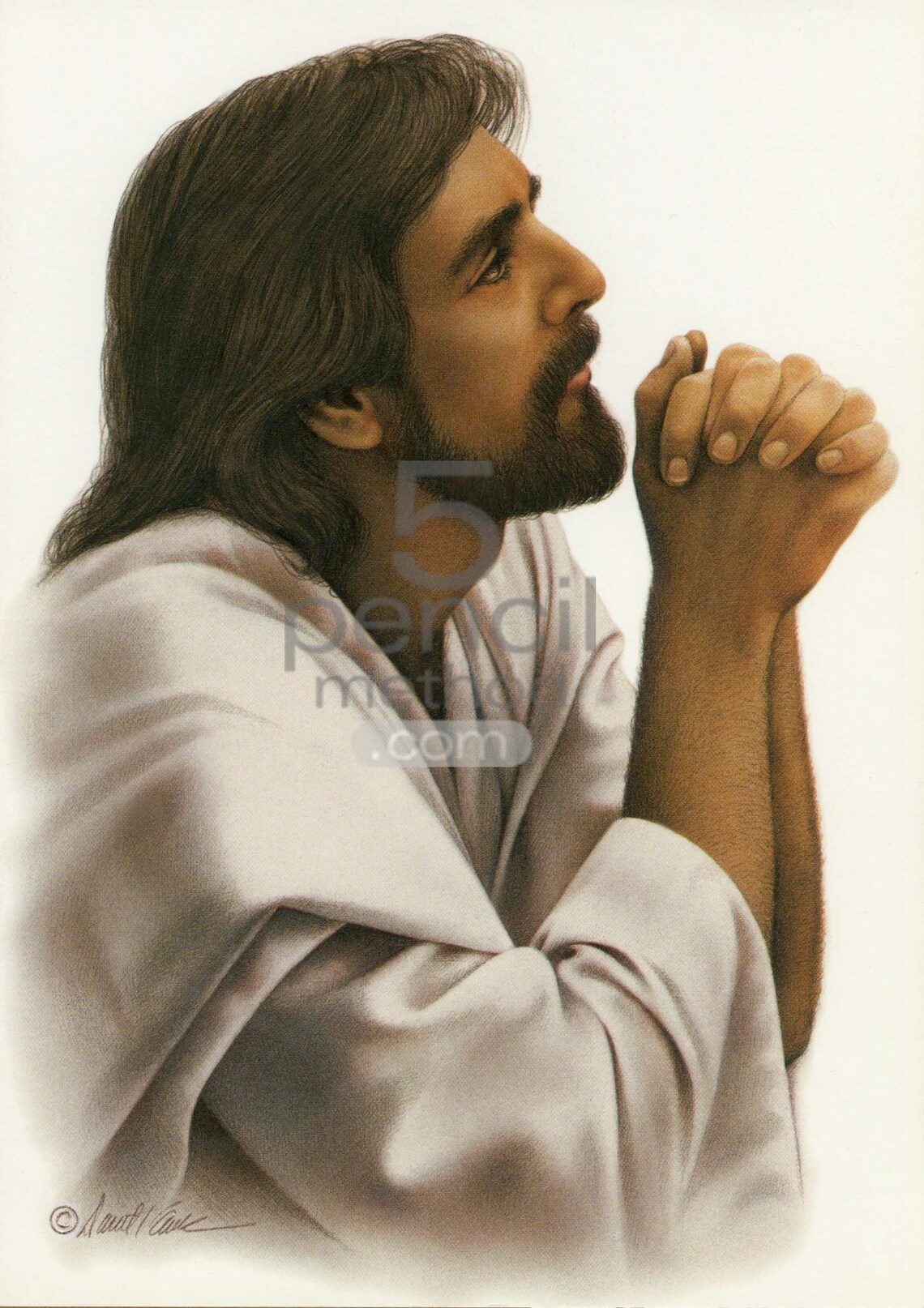 Jesus Praying - Signed Print - Etsy