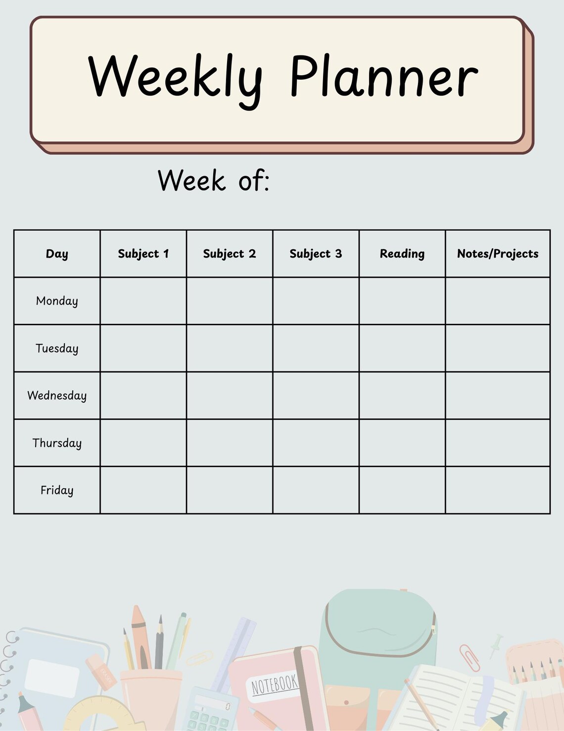 Printable Homeschool Planner PDF | Daily Weekly Monthly Organizer for ...