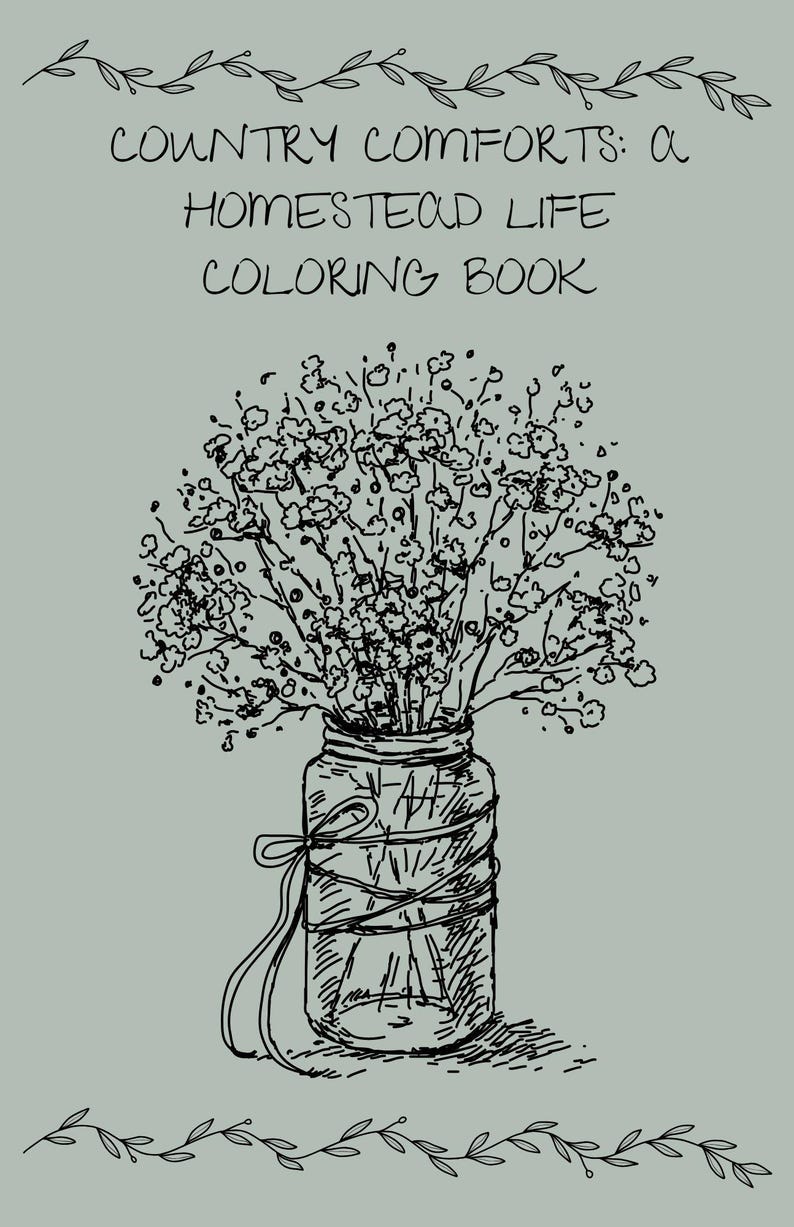 Country Comforts Homestead Coloring Book, Printable PDF, Rustic Farm ...