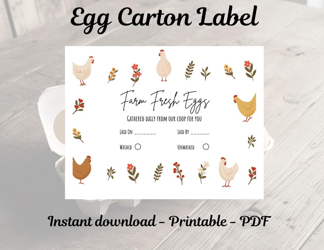 Printable Egg Carton Label – Laid Date & Washed/unwashed Checkbox ...
