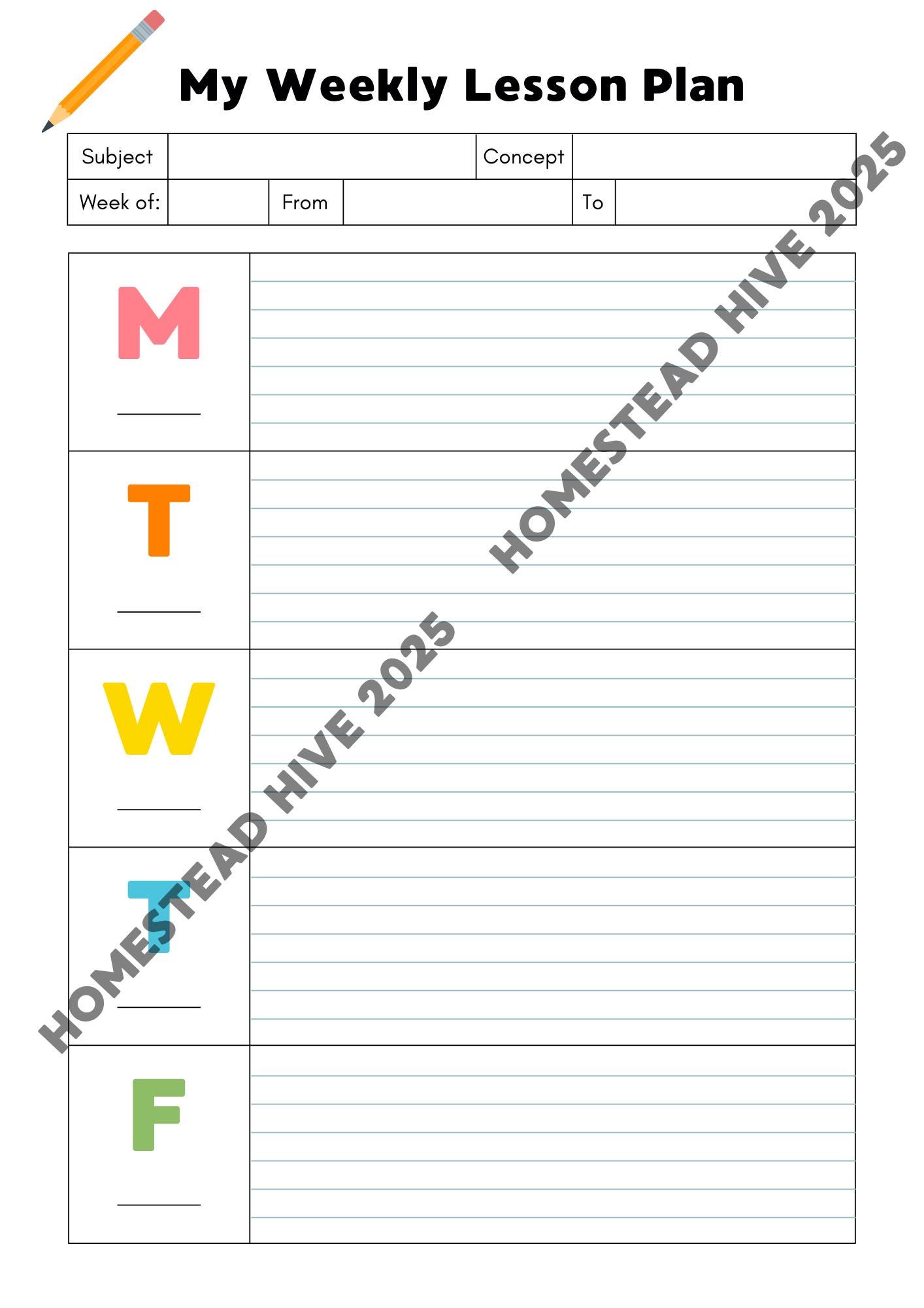Homeschool Weekly Lesson Planner | Printable PDF Schedule | Homeschool ...