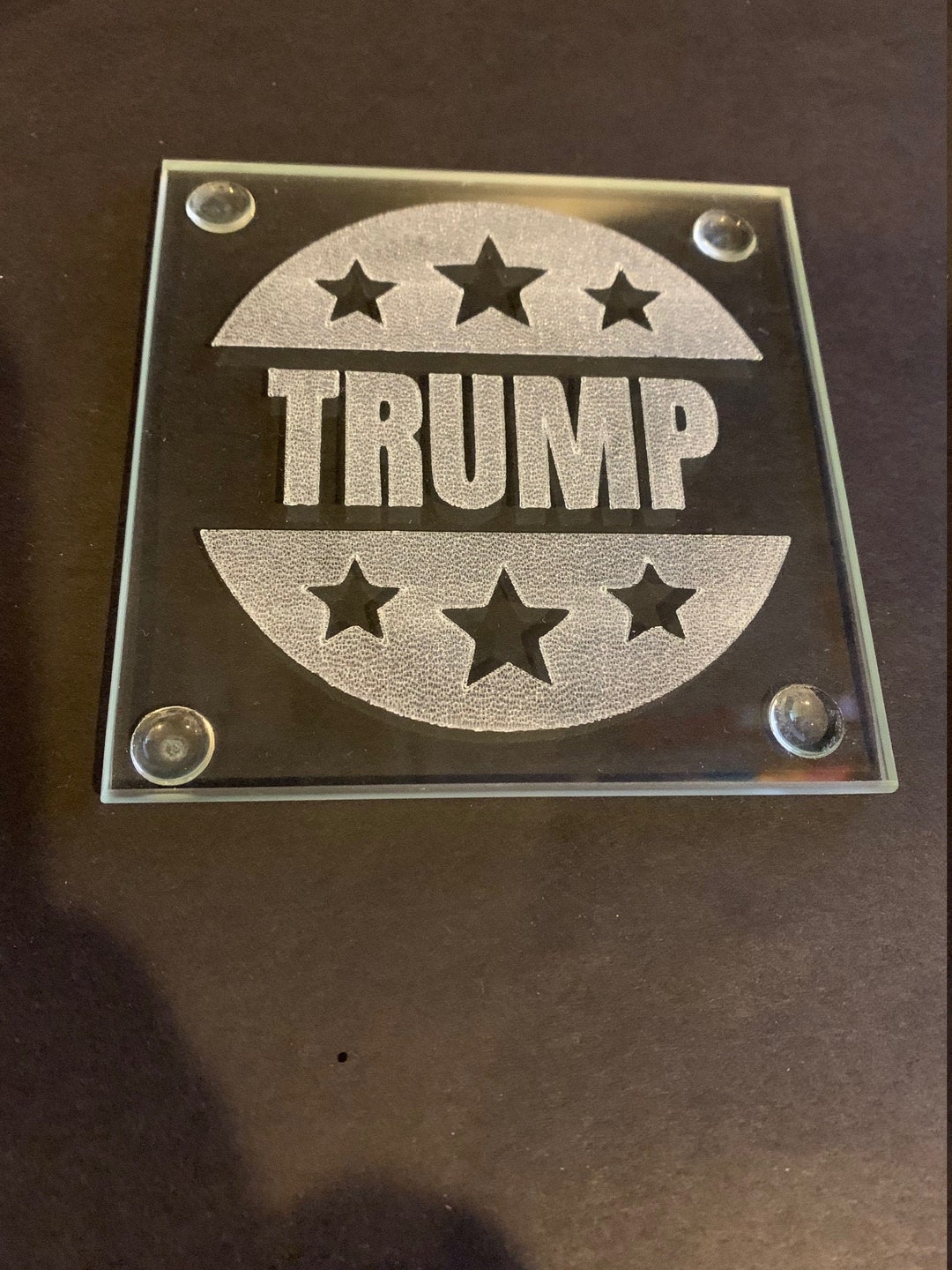 Donald Trump 3.5" Glass Coaster Set | 4 Coasters | Glass | Rubber Feet ...