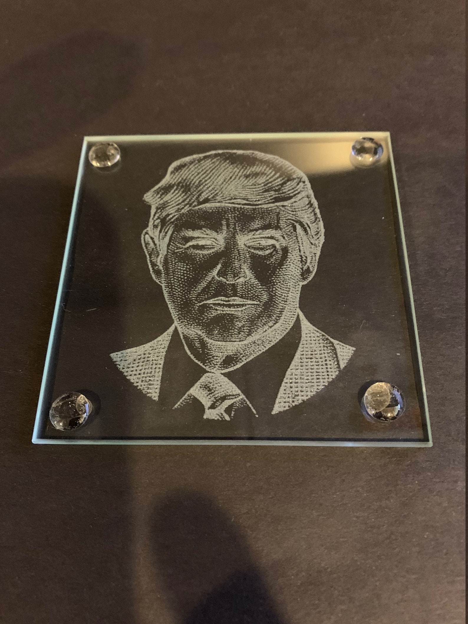 Donald Trump 3.5" Glass Coaster Set | 4 Coasters | Glass | Rubber Feet ...