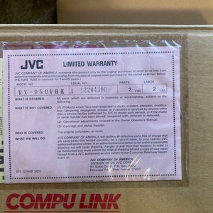 Retro 1987 JVC Receiver RX-950VBK Compu Link Remote With Original Box ...