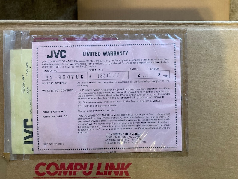 Retro 1987 JVC Receiver RX-950VBK Compu Link Remote With Original Box ...