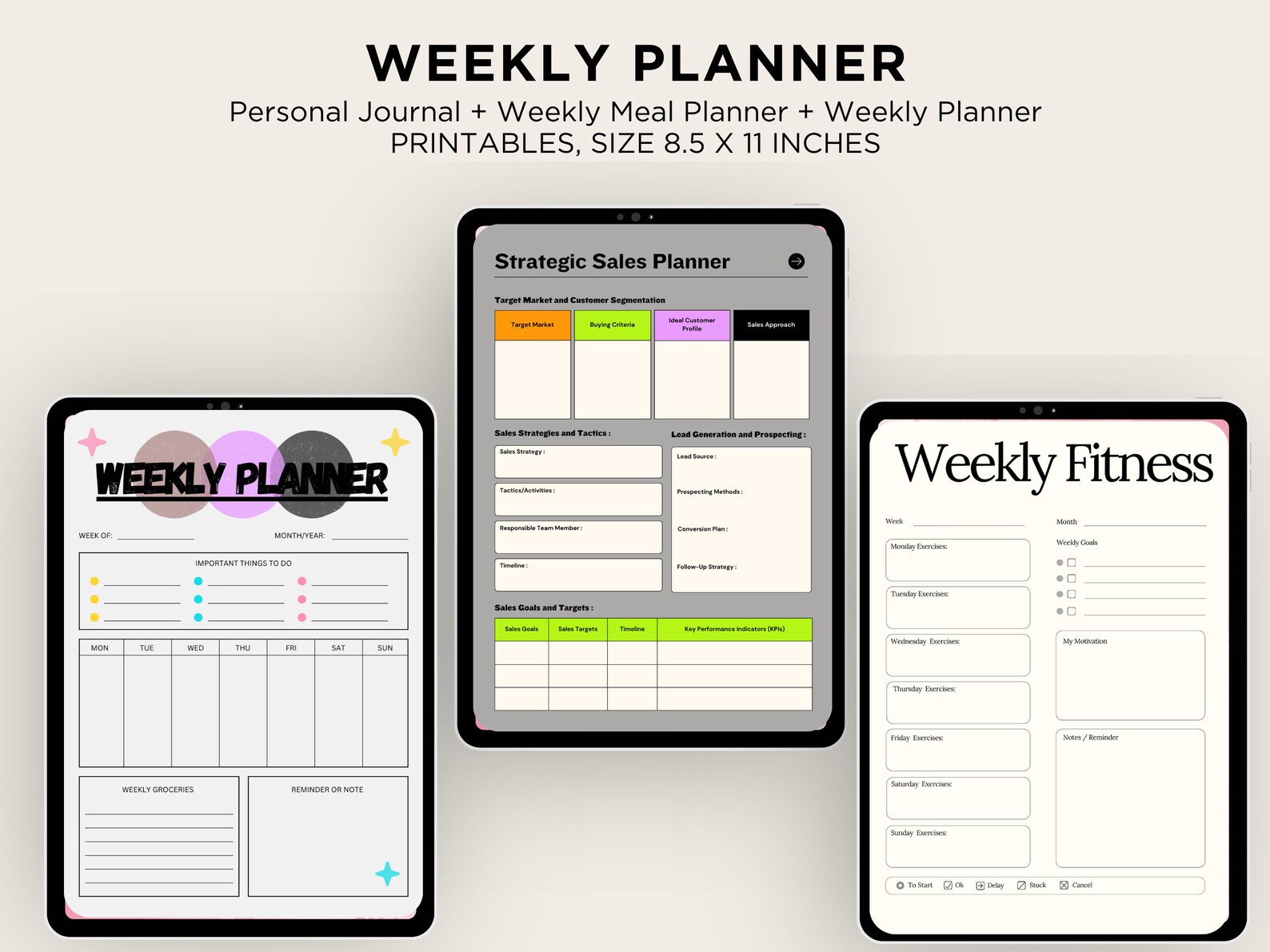 Five Day Weekly, Planner Printable, Template Undated Weekly,weekly ...