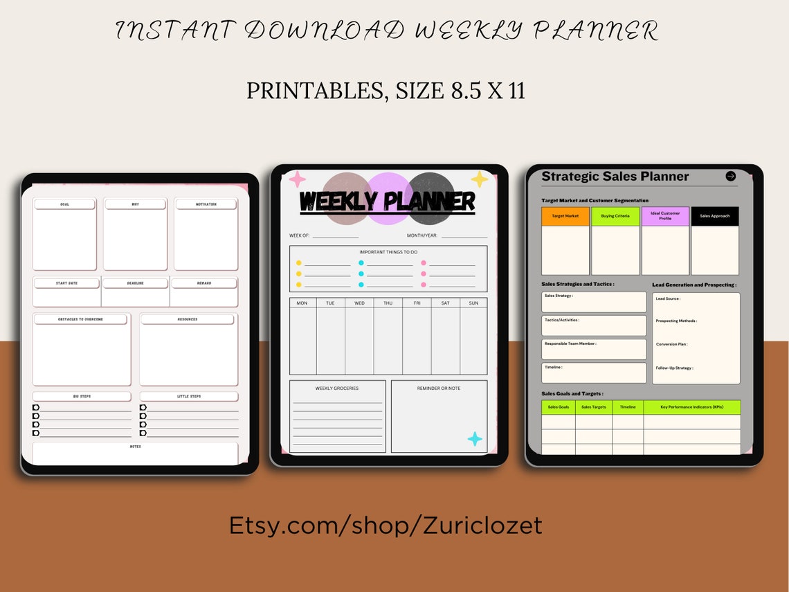 Five Day Weekly, Planner Printable, Template Undated Weekly,weekly ...