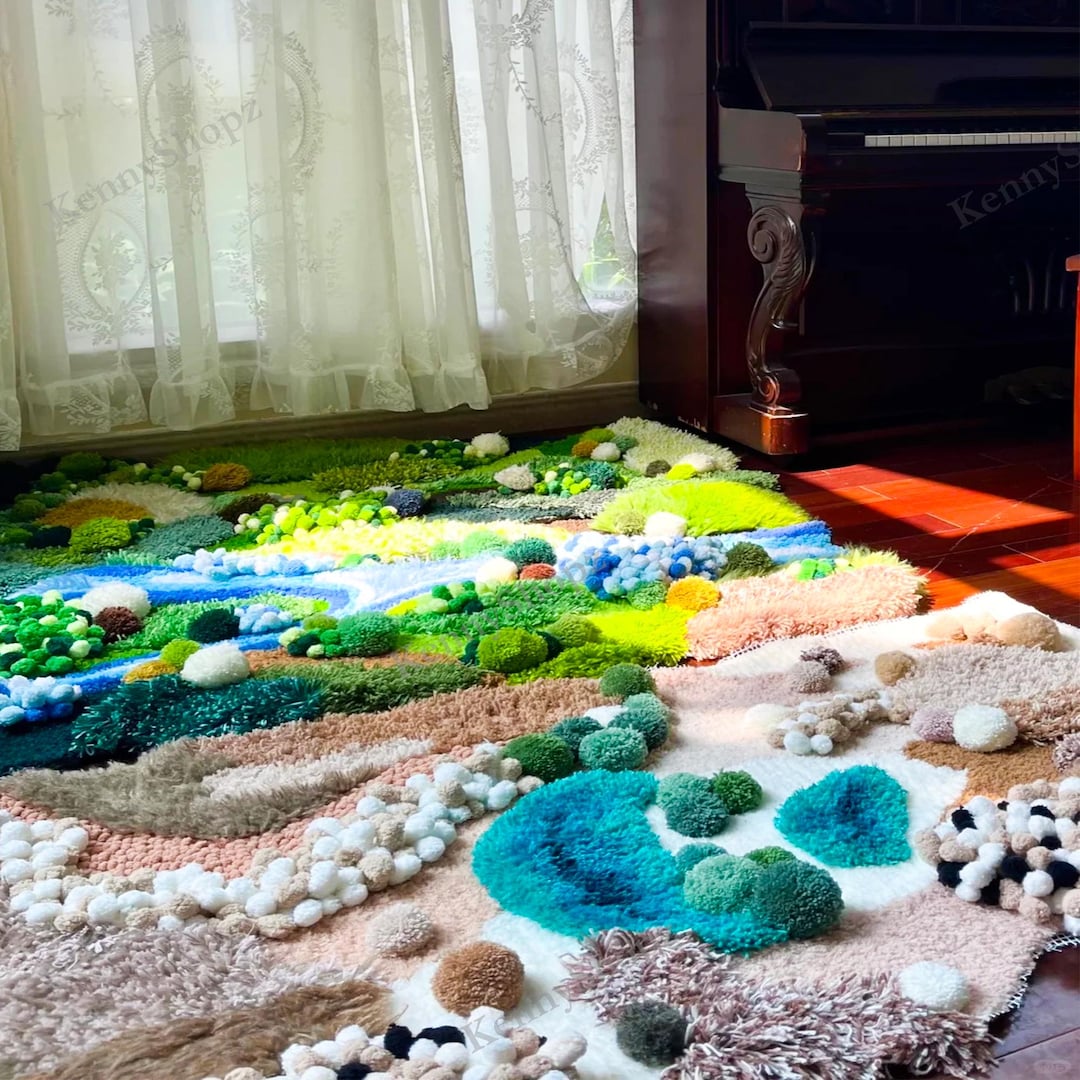 DIY Moss Rug With Ocean, Colorful Moss Rug, Garden Rug, Cozy Fluffy 3D ...
