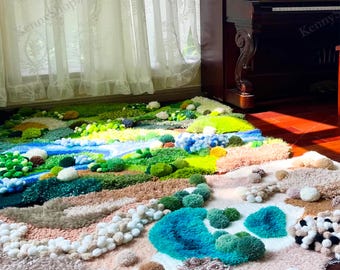 White Moss With Blue River Rugs,wool Rug Beside Rugs Carpet Custom Rugs ...