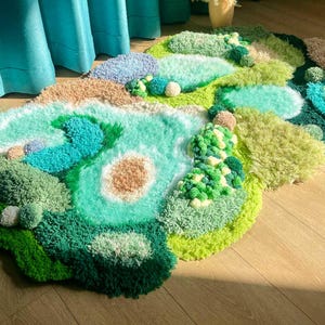 Moss Rugs Materials Bag, DIY Latch Hook Moss Rug Kit, Cozy Fluffy 3D ...