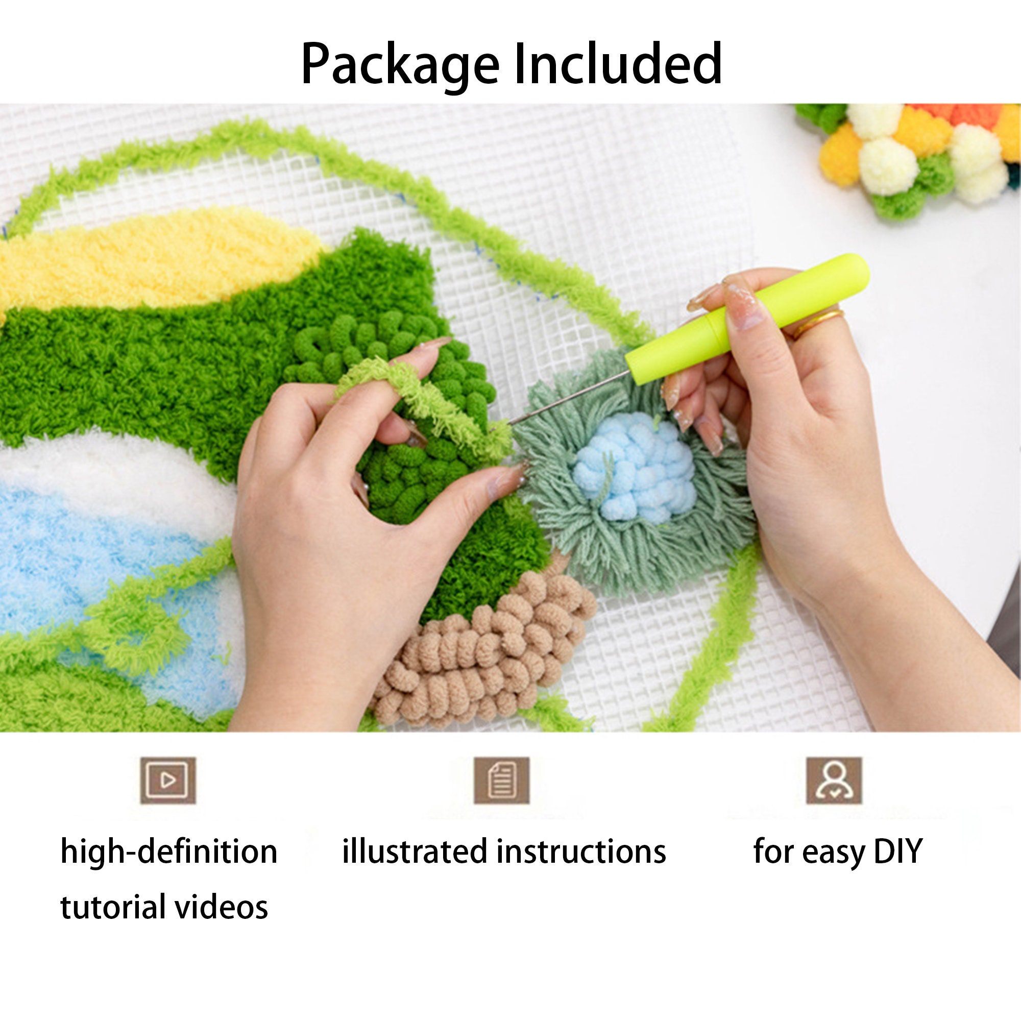 Latch Hook Moss Rug, Colorful Moss Rug, DIY Tufted Rug Set, Landscape ...