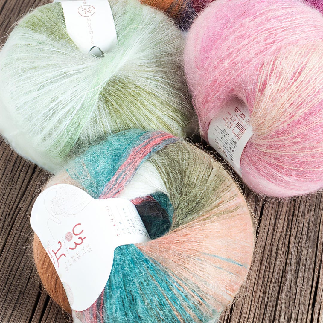 Gradient Mohair Silk Yarn-hand Dyed Knitted With Fine Merino Wool Yarn ...
