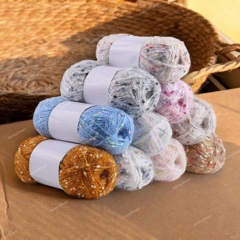 Rainbow Mohair Blend Yarn | 1 Bundle (50g / ~100m) | Fluffy Halo ...