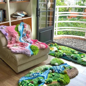 DIY Moss Rug With Ocean, Colorful Moss Rug, Garden Rug, Cozy Fluffy 3D ...