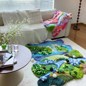 DIY Moss Rug With Ocean, Colorful Moss Rug, Garden Rug, Cozy Fluffy 3D ...