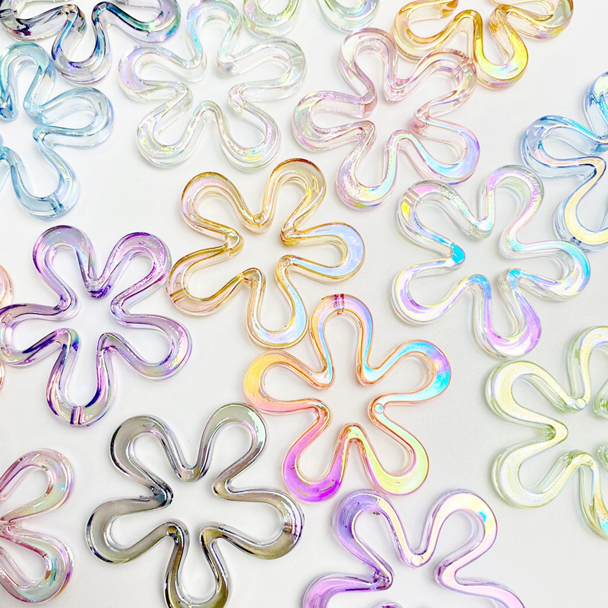 Acetate Acrylic Flower Bead Frames, Colorful Flower Beads, Hollow ...