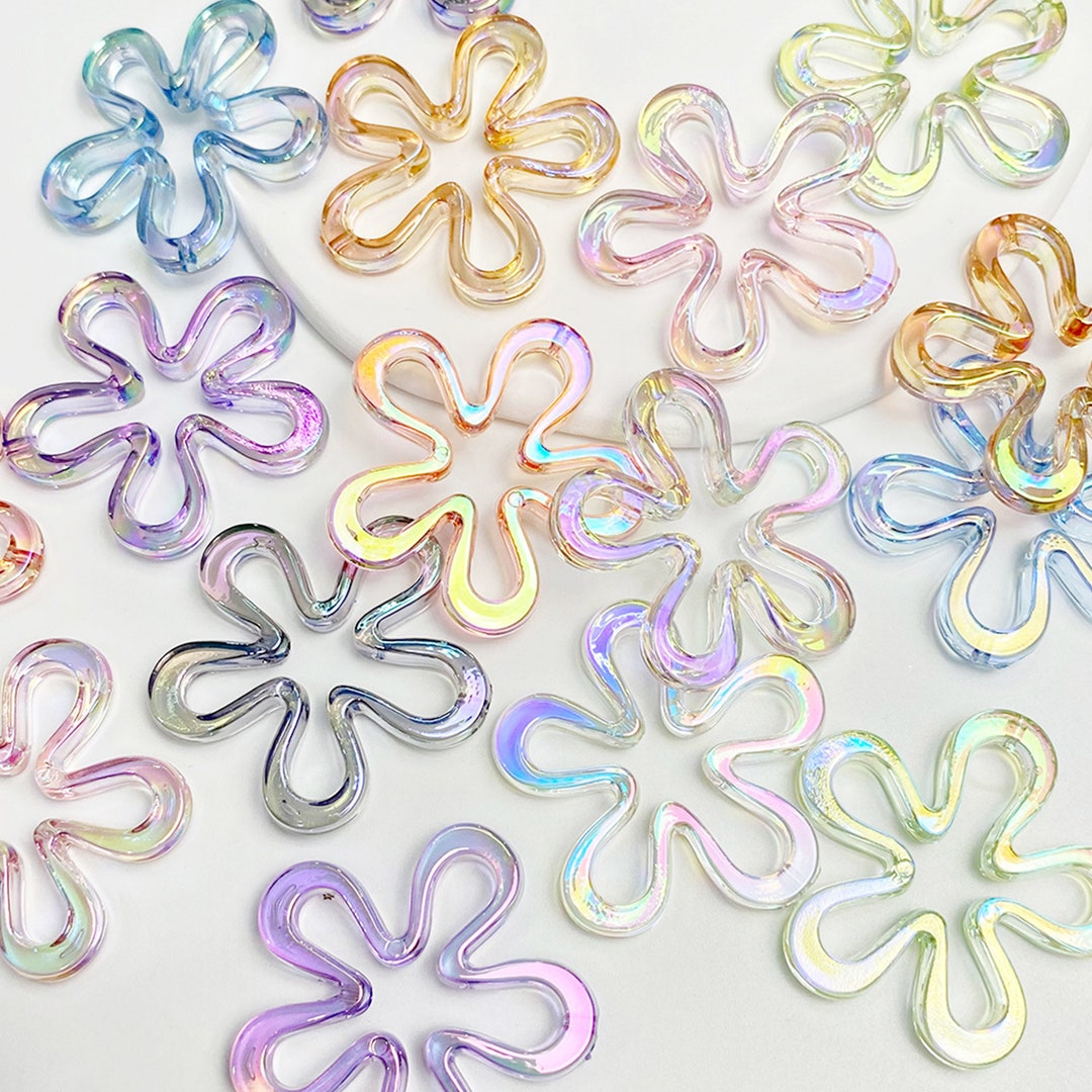 Acetate Acrylic Flower Bead Frames, Colorful Flower Beads, Hollow ...