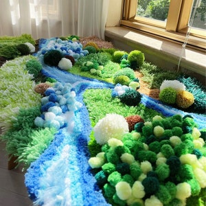 DIY Moss Rug With Ocean, Colorful Moss Rug, Garden Rug, Cozy Fluffy 3D ...