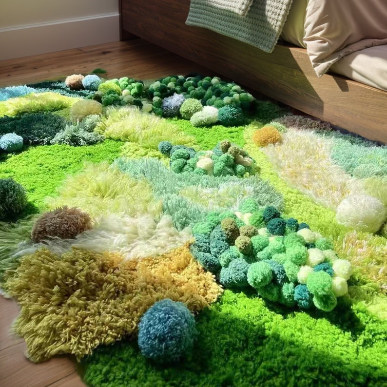 DIY Moss Rug With Ocean, Colorful Moss Rug, Garden Rug, Cozy Fluffy 3D ...