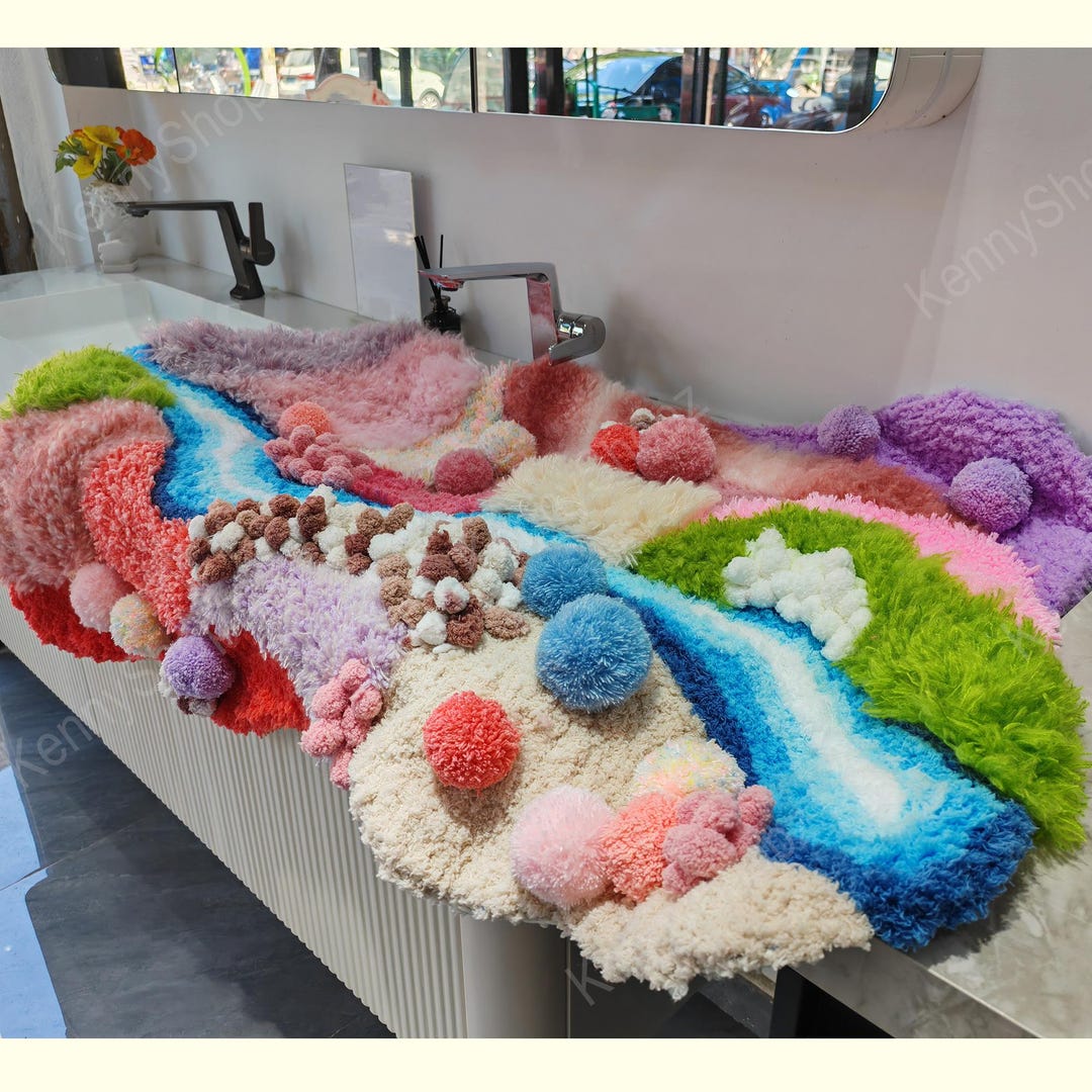 Moss Rugs Materials Bag, DIY Pink Latch Hook Moss Rug Kit, Make Your ...