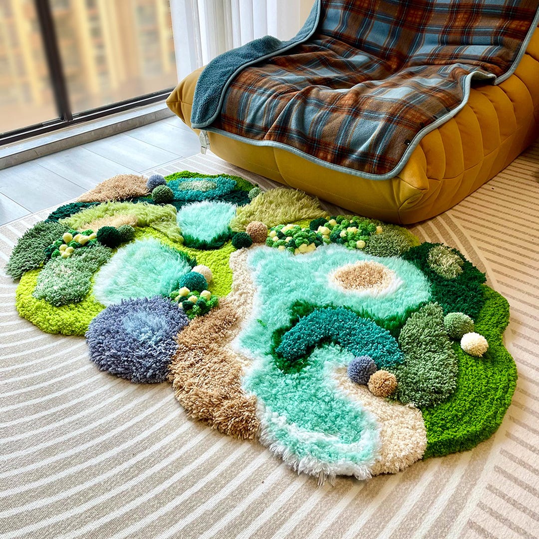 Moss Rugs Materials Bag, DIY Latch Hook Moss Rug Kit, Cozy Fluffy 3D ...