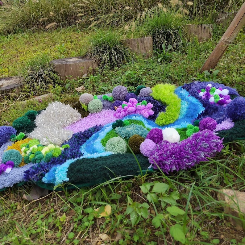 3D Purple Moss Landscape Rug | DIY Kit or Finished | Latch Hook Rug ...